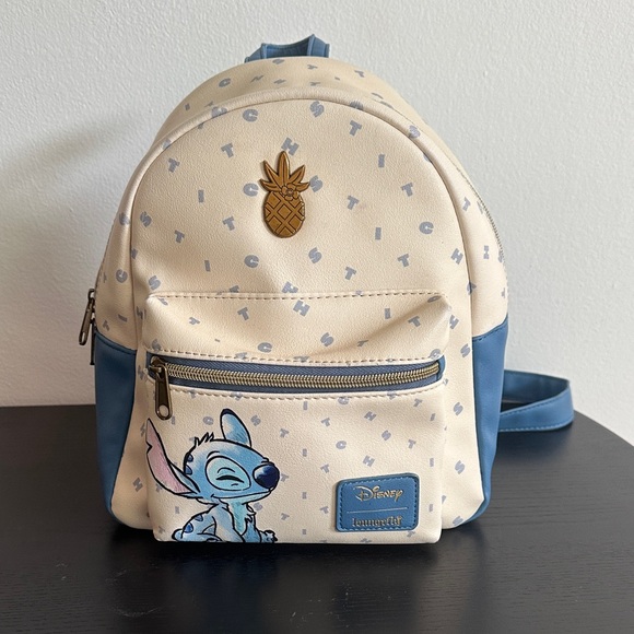 Loungefly | Bags | Loungefly Stitch Backpack Cream And Blue | Poshmark